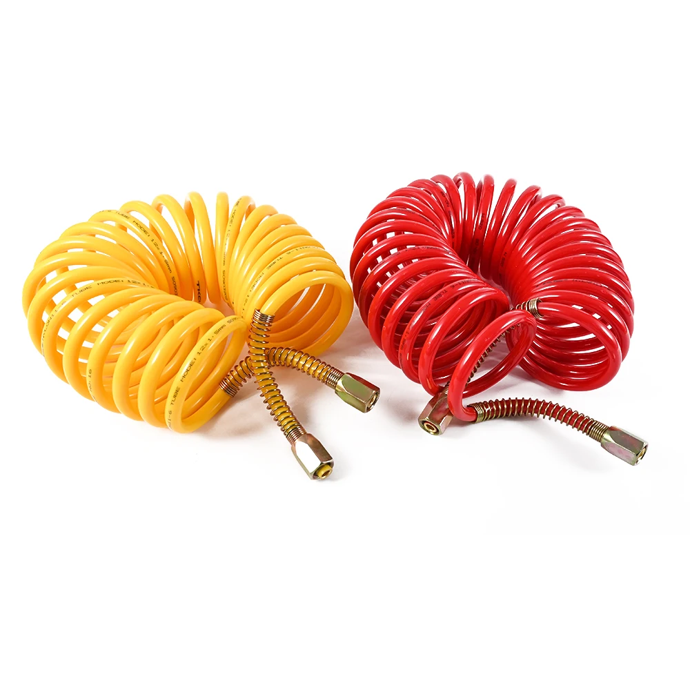 Trailer Air Pipe Recoil Hose Spiral Tube Heat-Resistant Yellow Red PP ...
