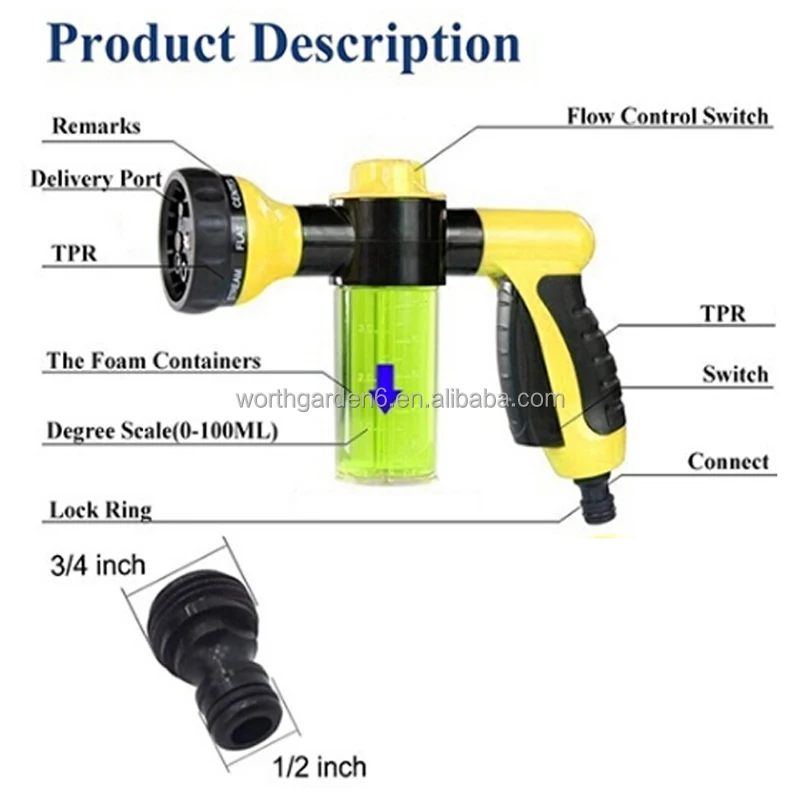 King Car Wash Hand Pump Sprayer Trigger Garden Foam Spray Nozzle Gun ...