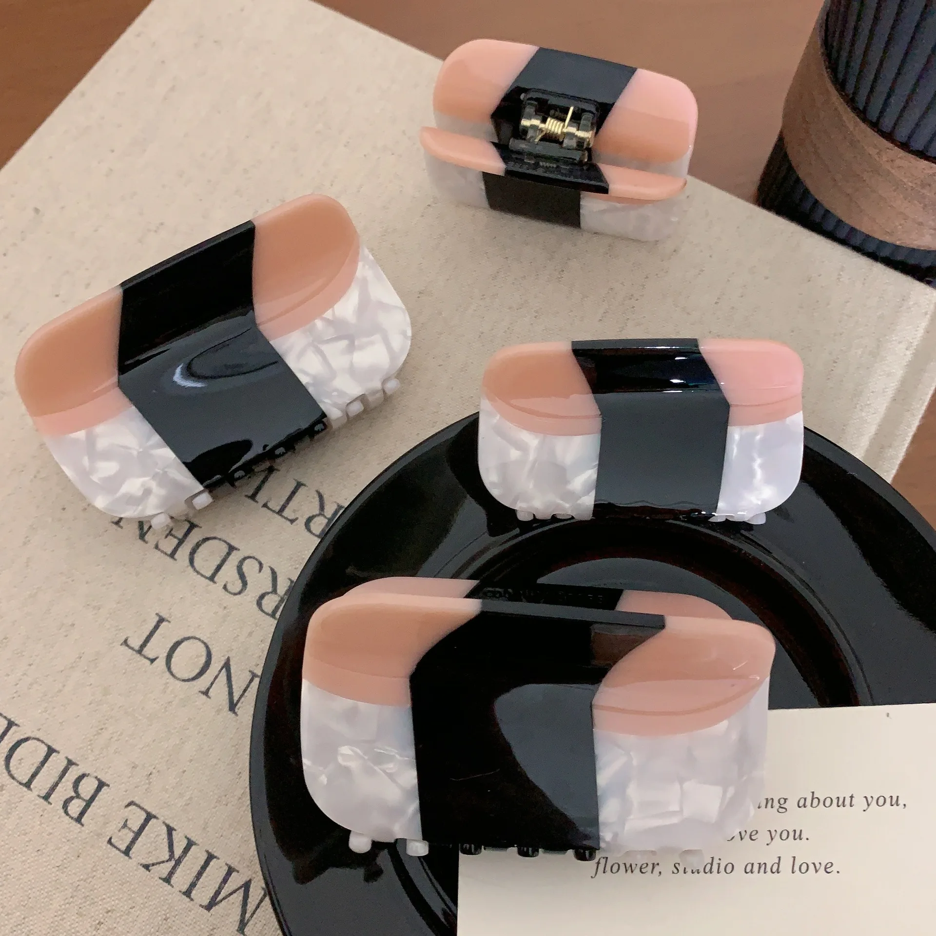 Tortoiseshell Acetate Customization Inlay Musubi Hair Clips