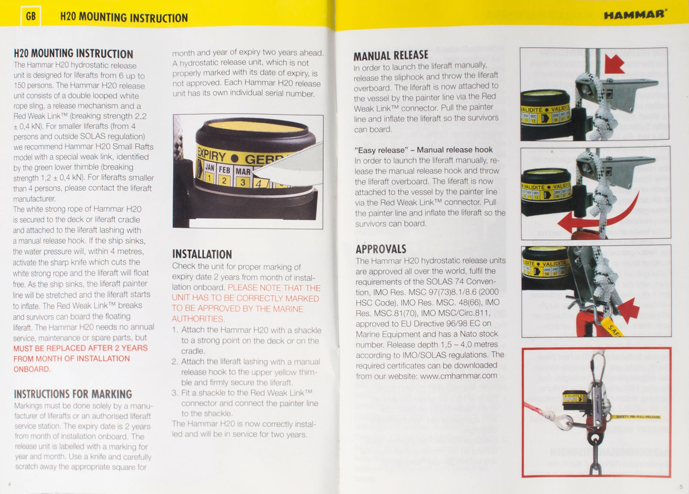 IMPA 330119 Quick Release Lashing Device for Inflatable Liferafts, USCG ...