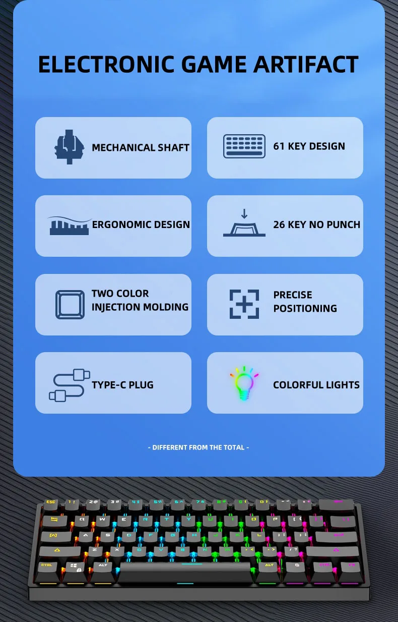 Professional 61 Keys 60% Teclado Led Rgb Laptop Wired Usb Computer ...