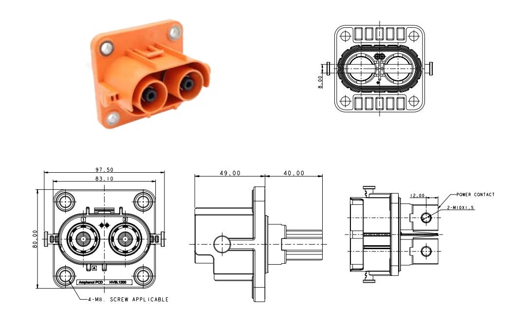 HVC4P36MV安费诺连接器组IP69K汽车HVSL连接器4针连接器| Alibaba.com