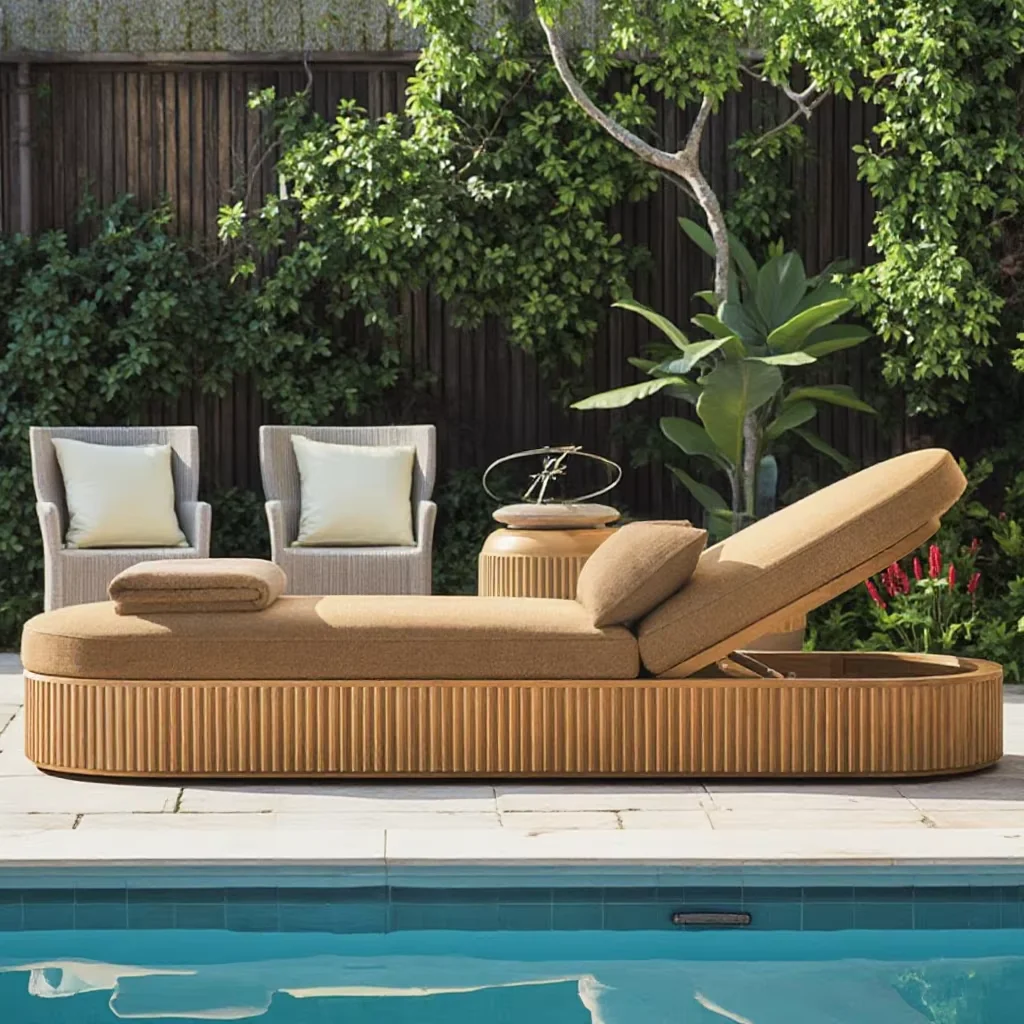 Tan Chair Sun Lounger Furniture Bamboo extreme Sun Beach Loungers ...