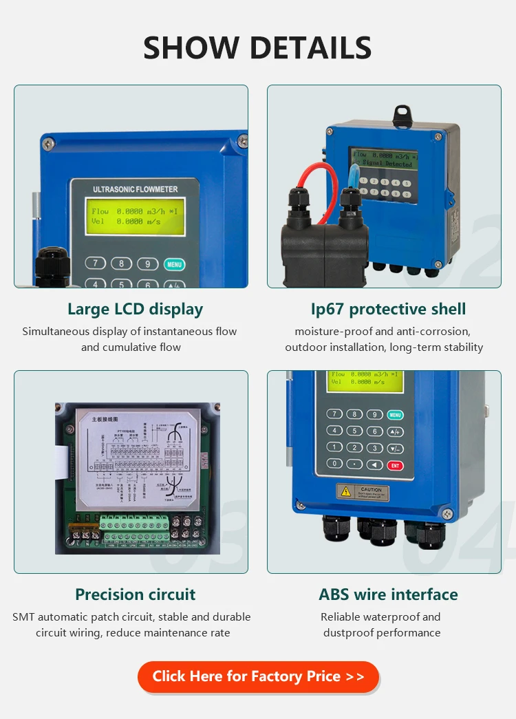 2024 Rs485 Digital Clamp On Portable Handheld Ultrasonic Flow Meter For ...