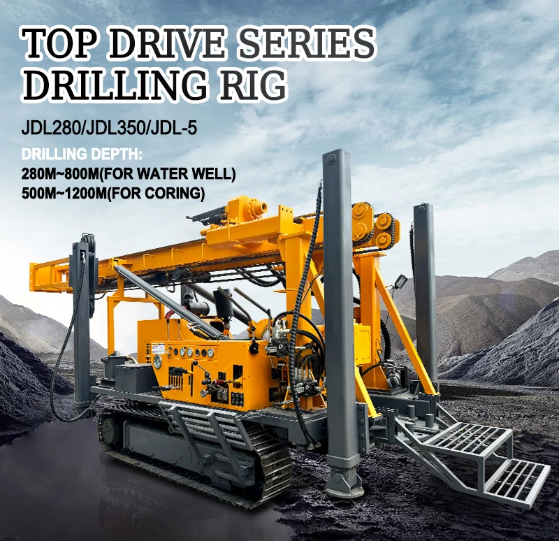 Mechanical Diesel-Powered Crawler Top Drive Drill Rig with Pump & Gear ...