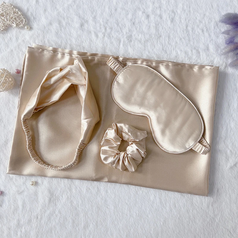 Wholesale High Quality Satin Eye Mask Set With Pillowcase Scrunchies ...