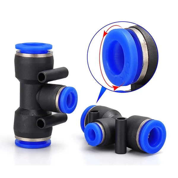 T Type 3-Way Pneumatic Equal Hose Pipe Fittings - PE Tee Connector