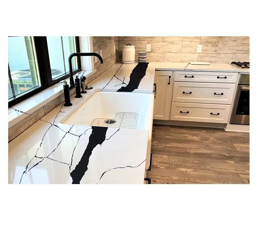 Modern White Artificial Engineered Marble Acrylic Sheet Calacatta ...