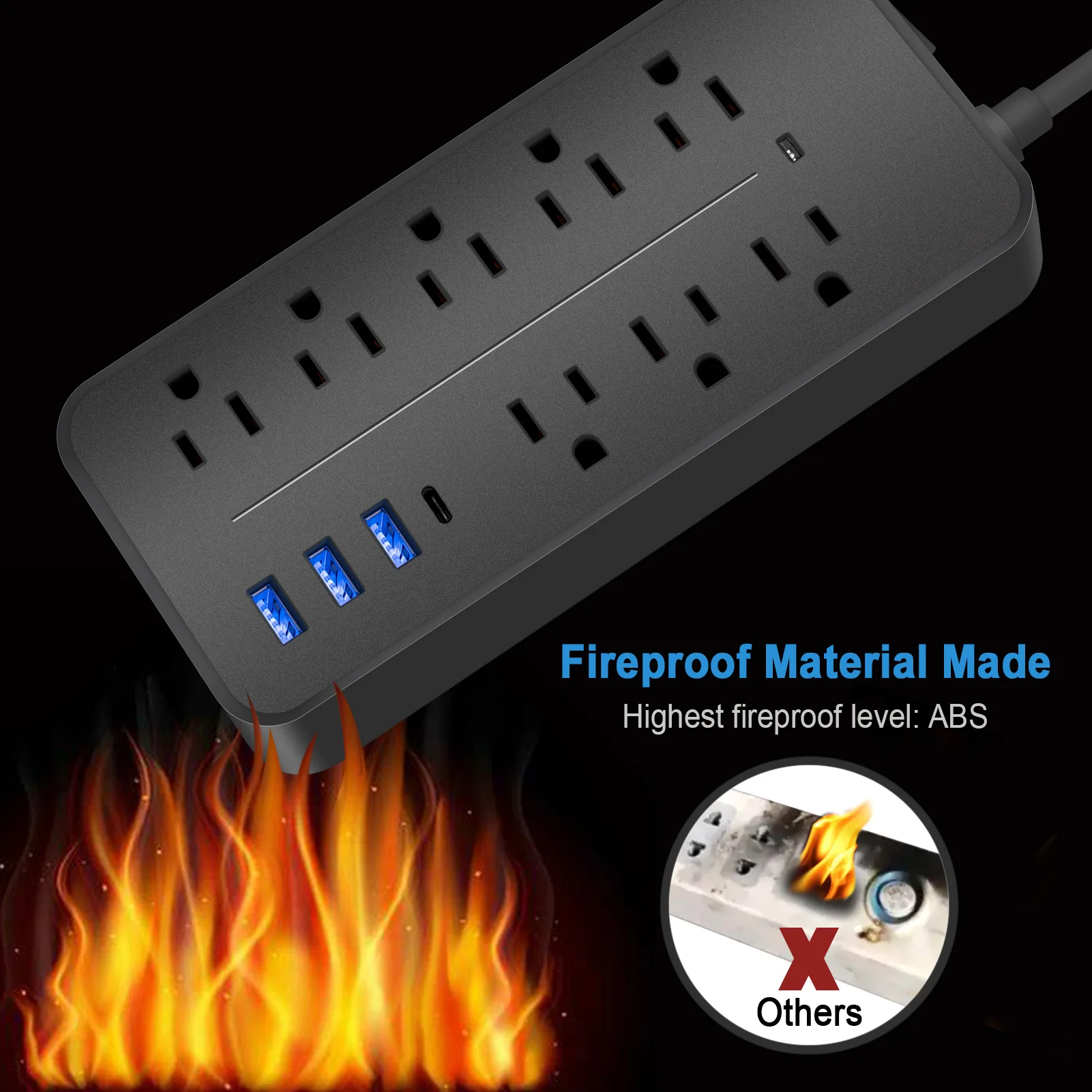 Us Socket Board With Cable Safety Usb Plug Bar Socket Board Electrical ...