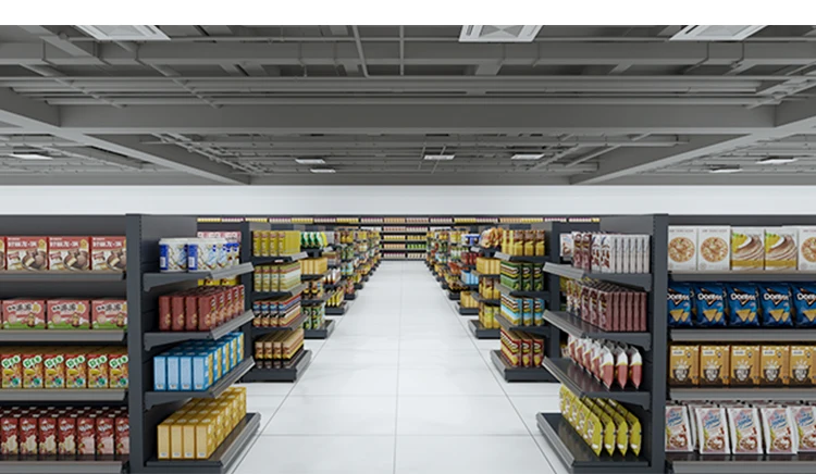 Heavy Duty Supermarket Rack with Display Shelf on Both Sides for Large ...