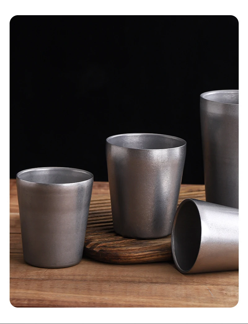 Retro Metal Coffee Mugs Stainless Steel Cup 260ML/300ML Double Wall ...