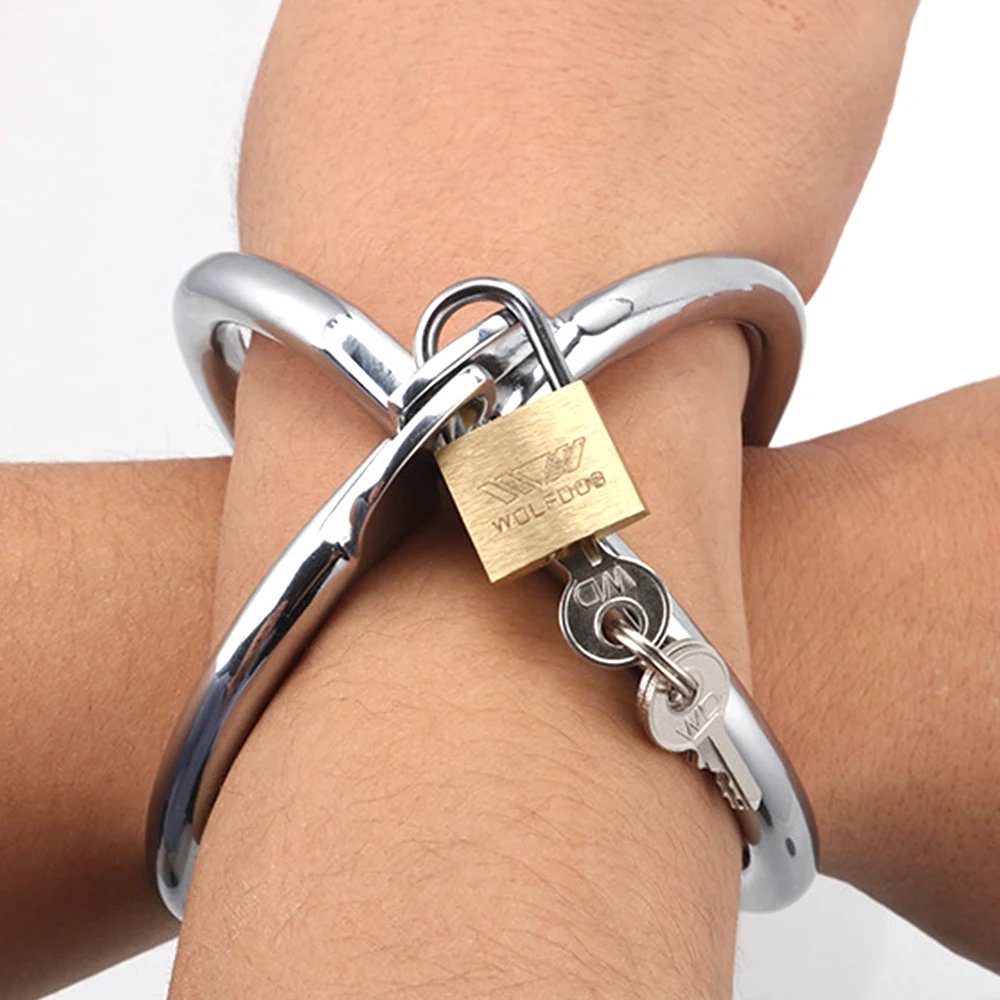 Metal Bondage Wrist Cross Handcuff Stainless Steel SM