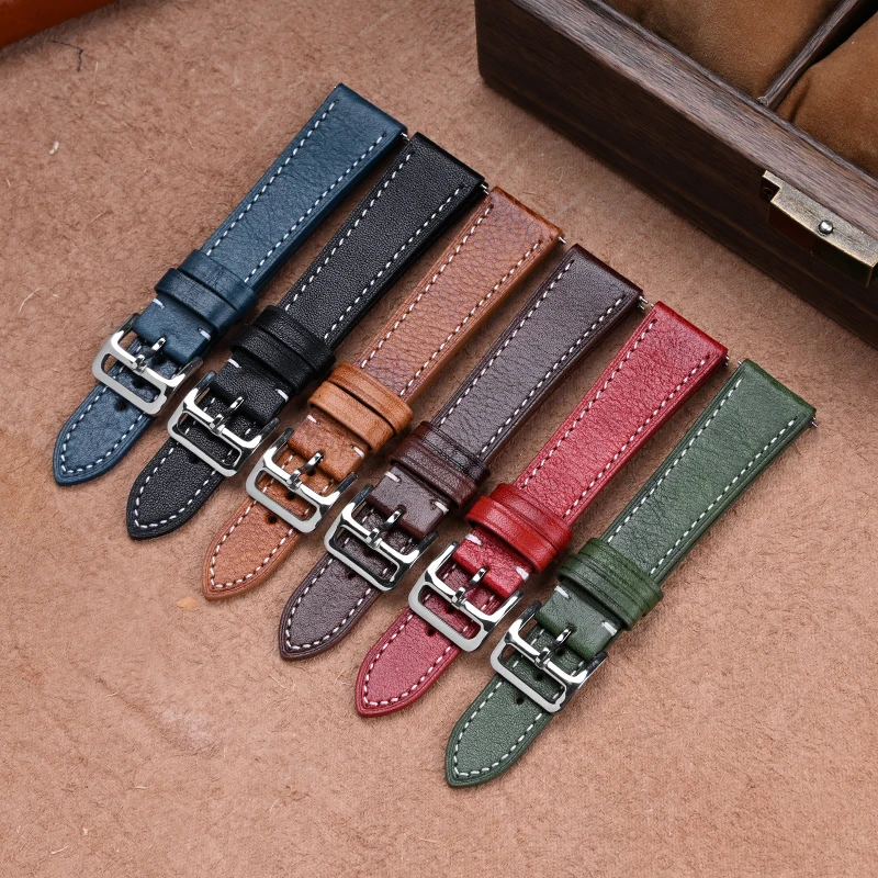 Classic Hand-stitched Vintage Watch Strap Leather Design For Men Women ...
