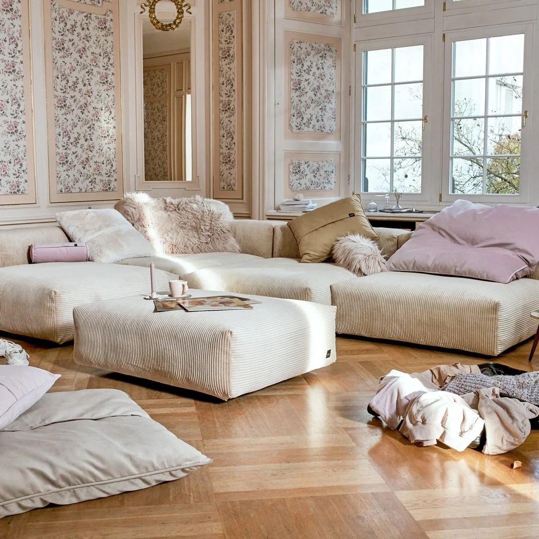 Atunus American Big Square Modular Sectional Sofa Couch Set Vintage ...