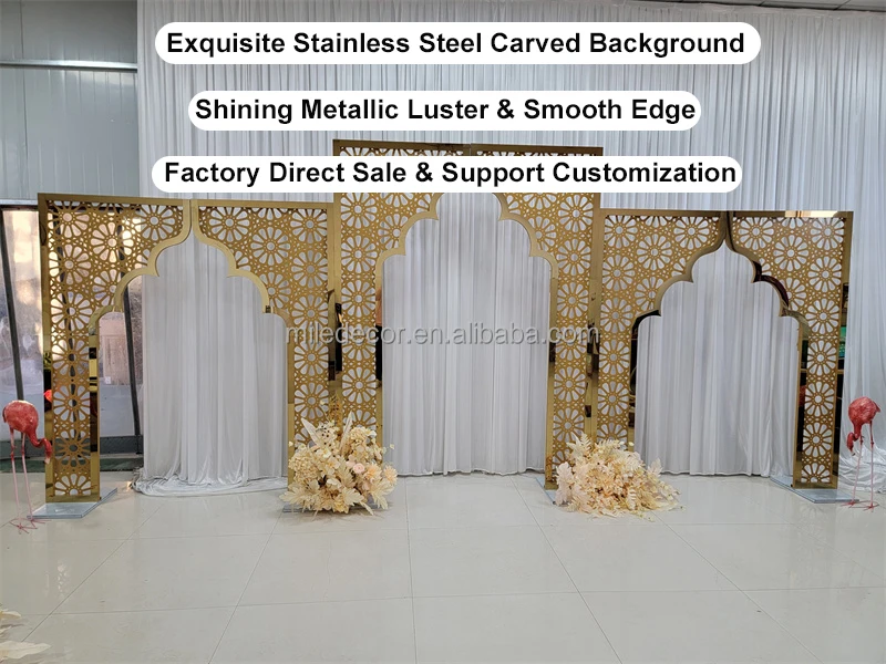 Luxury Giant Stage Metal Golden Stainless Steel Wedding Backdrop Gold ...