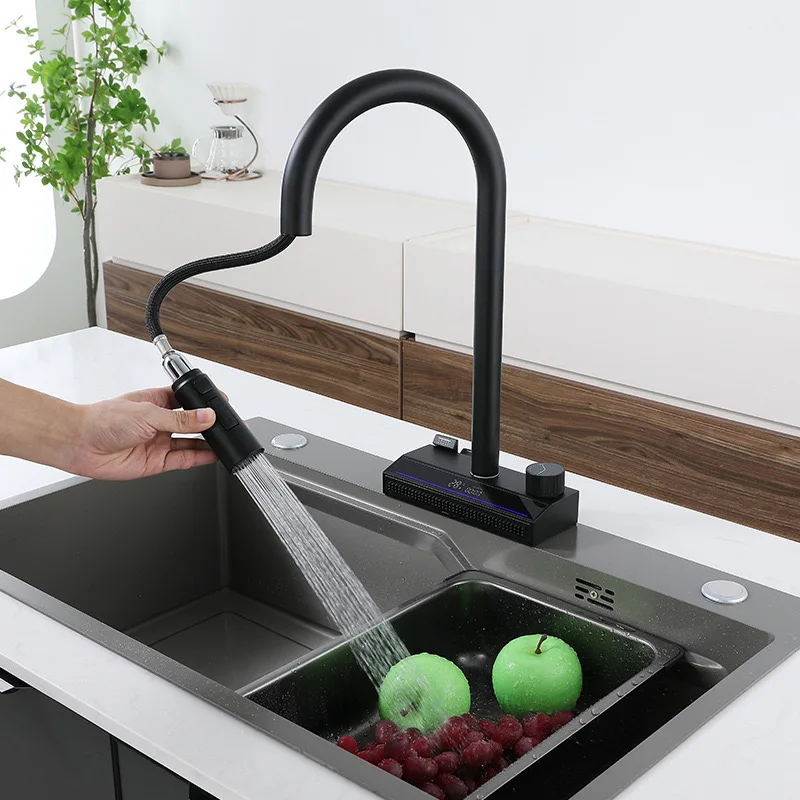 Modern Pull Down Single Handle Multifunctional Digital Display Flying ...