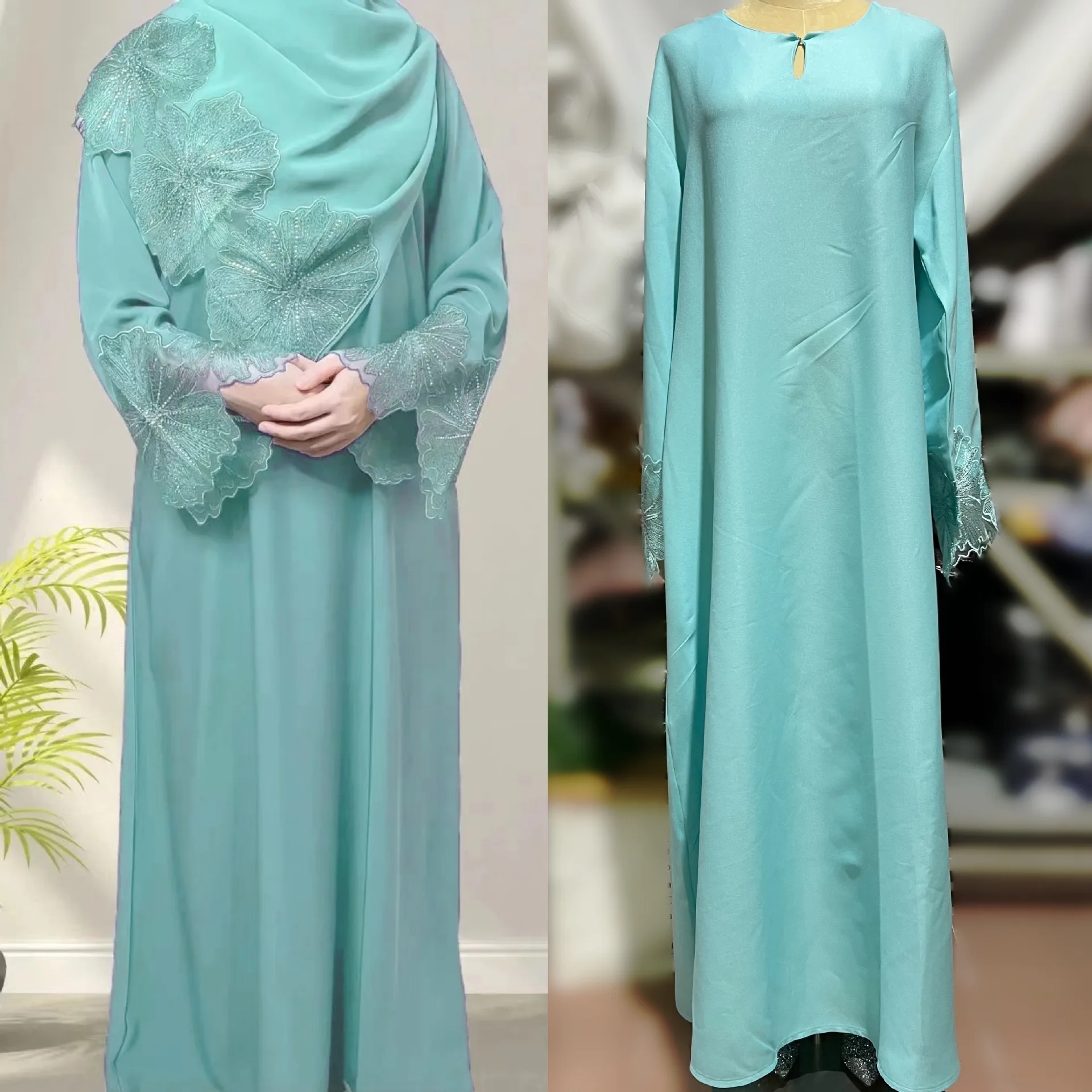 Abaya And Khimar Set Jilbab Hijab 2 Piece Ramadan Long Dress Muslim ...