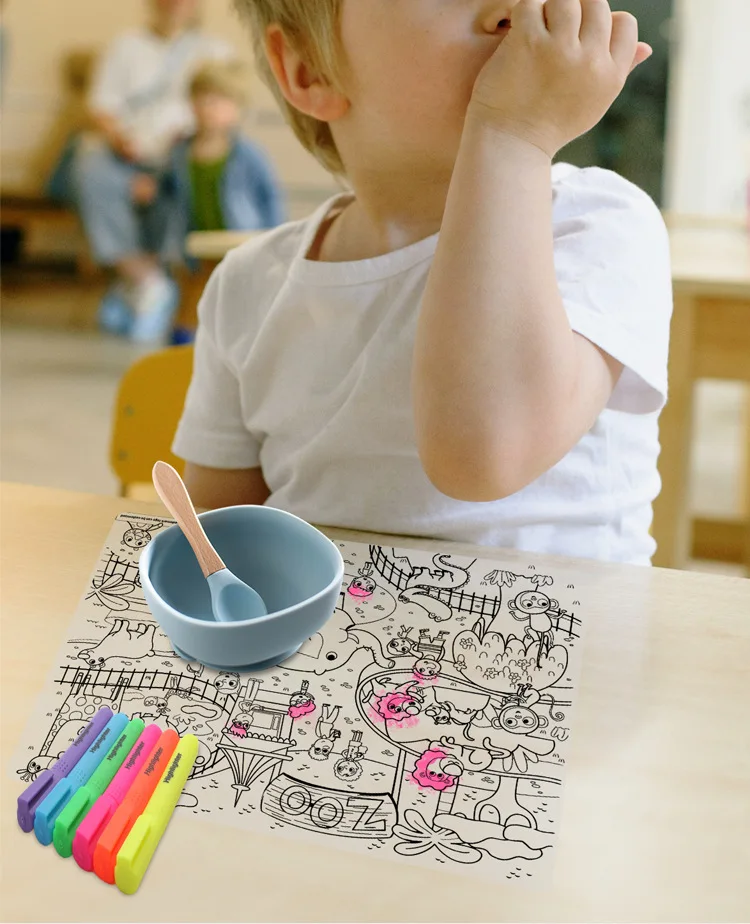 Custom Printing Kids Doodle Coloring Drawing Table Mat Placemat Baby ...