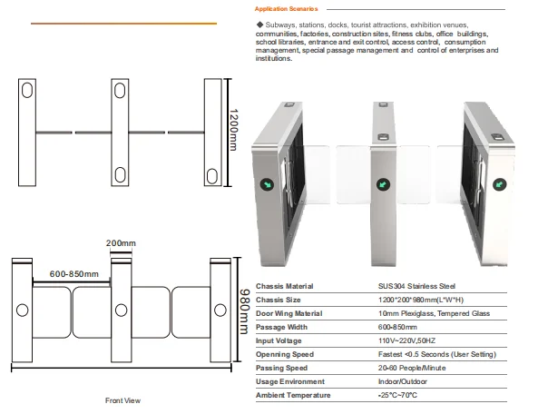 High-Speed Gate Turnstile with QR Code RFID Face Recognition Pedestrian ...