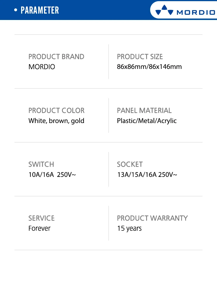 MORDIO Wall Socket Outlets - Durable & Safe Electric Switches