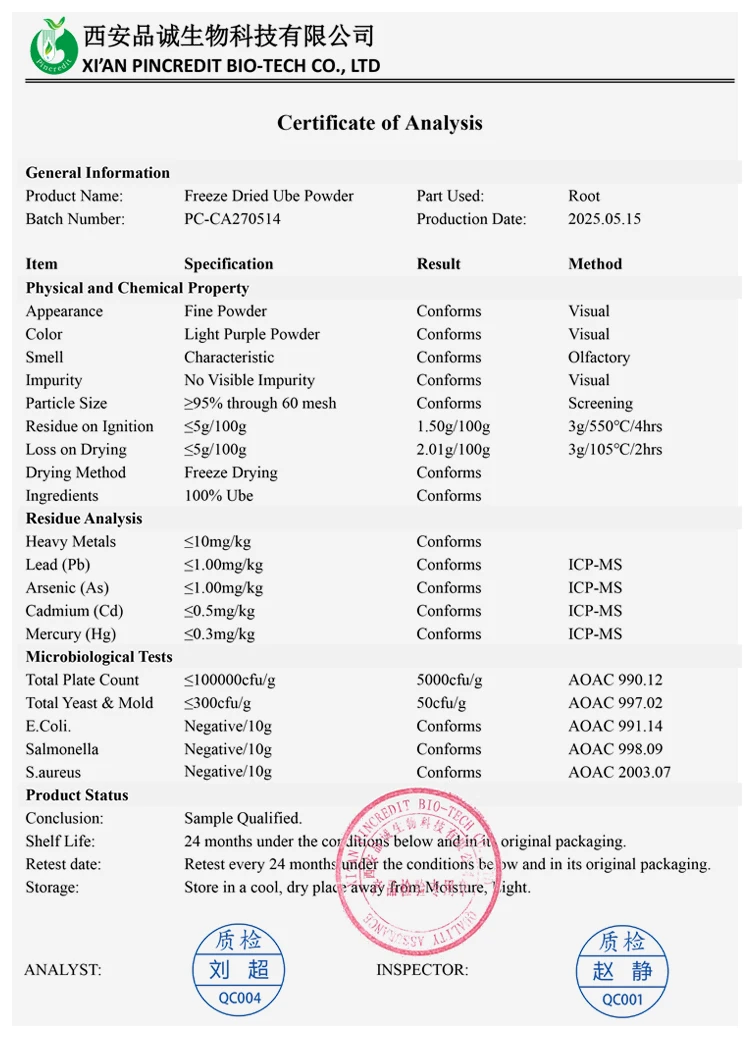Wholesale Pincredit Organic UBE Purple Yam Powder - 2 Year Shelf Life