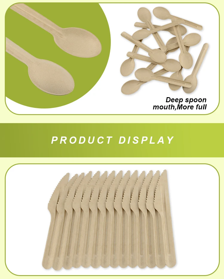 Sugarcane Bagasse Pulp Edible Cutlery Fork Spoon Knife Mealtime Dinner ...