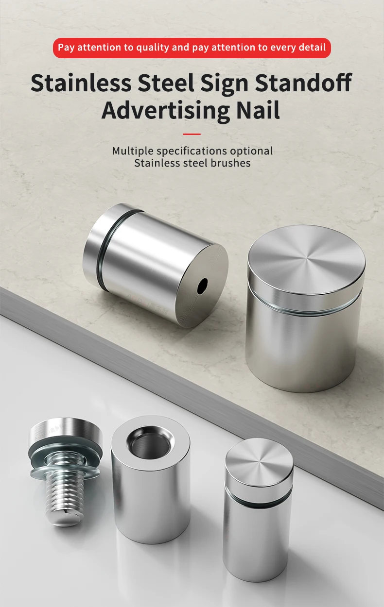 Stainless Steel Wall Mount Glass Standoff Holder Screw Nails ...