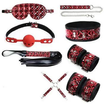 Mr.shen Bdsm Couple Bondage Set 8-piece Iron Handcuffs Whip Rope ...