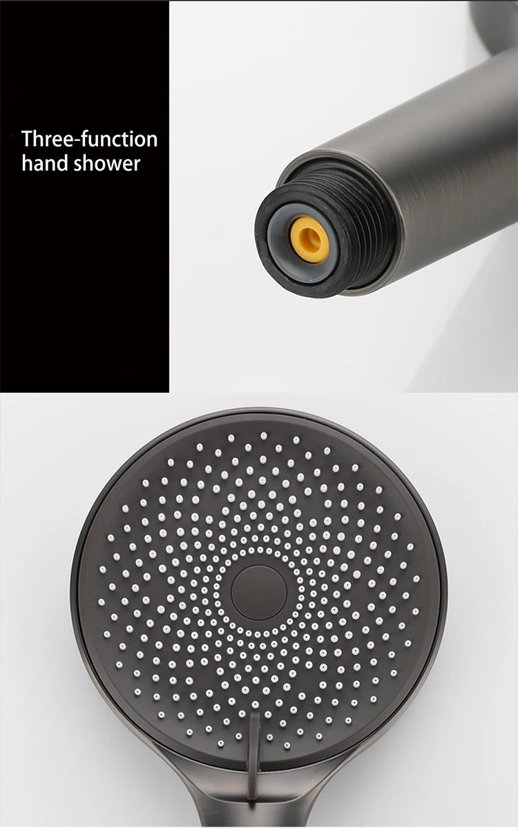 Piano Bathroom Shower Faucet Set - Gun Gray Brass System