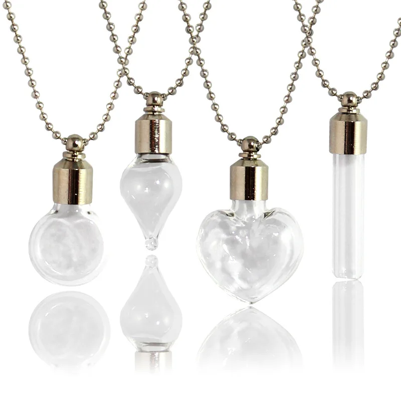 Clear Glass Vial Necklace Openable Screw Cover For Ash Alloy Metal ...