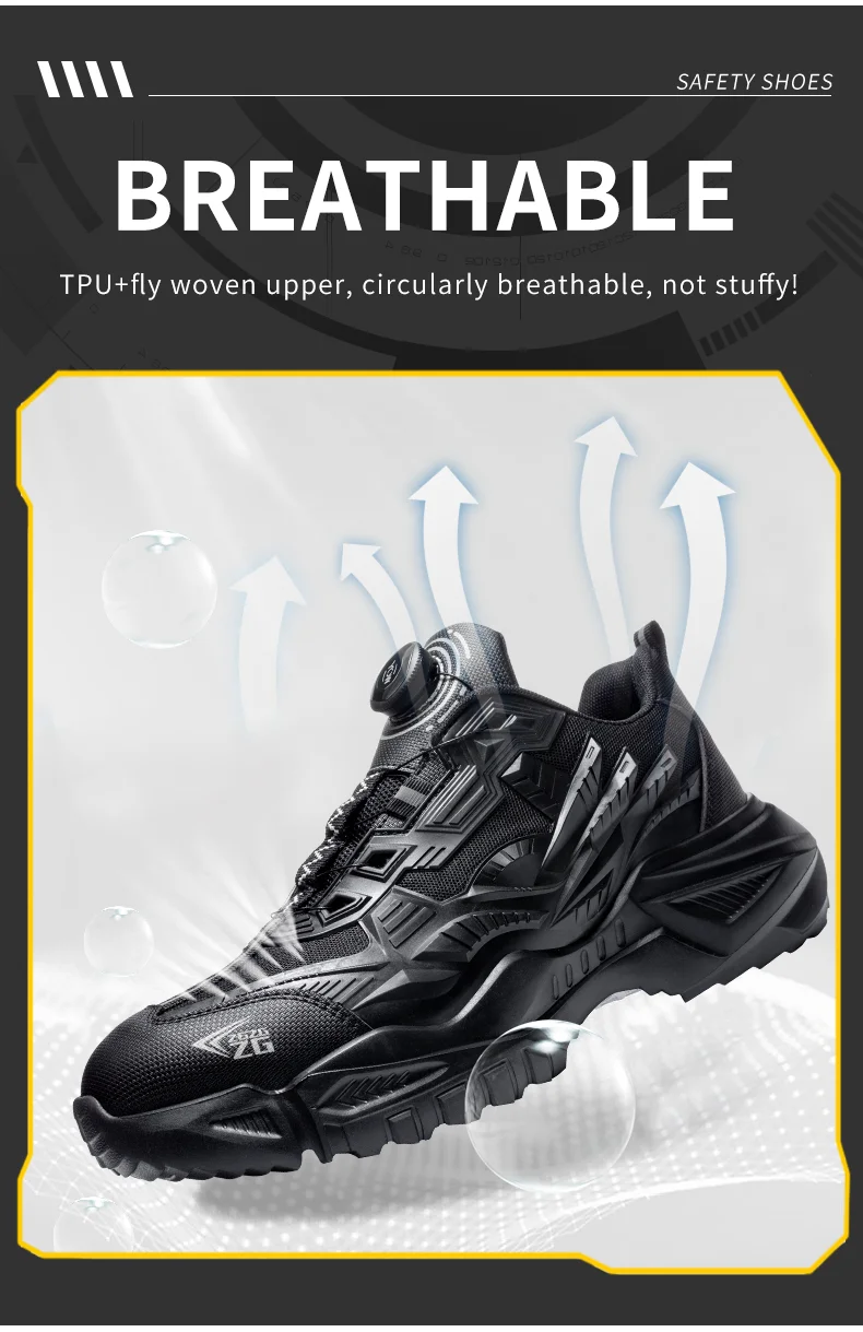 ZG Black Fast Lacing System Safety Boots - Unisex Sport Shoes