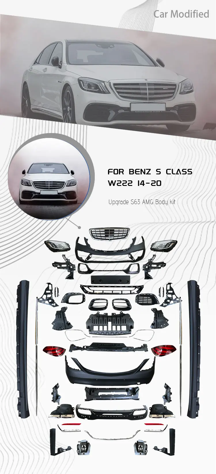 Leishuo S63 AMG Body Kit Bodykit Facelift for Mercedes Benz S Class ...
