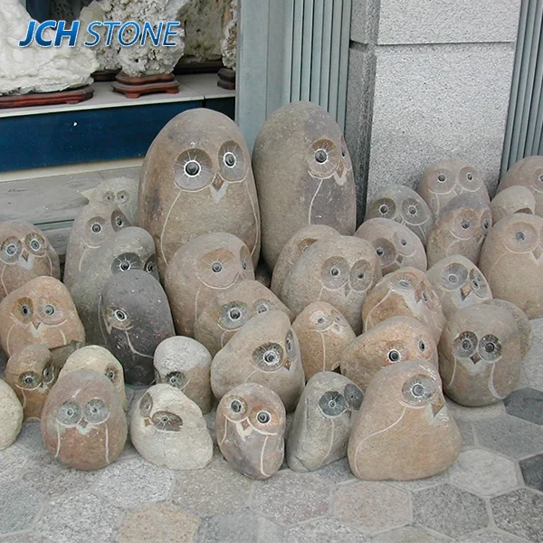Garden Decorative Nature River Rock Cobble Stone Owl Statues| Alibaba.com