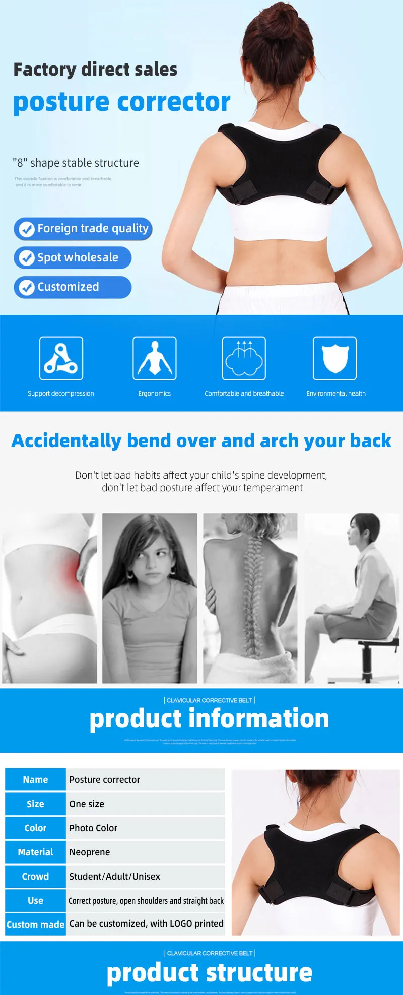 Adjustable Posture Corrector De Postura Correct Bad Posture Belt ...