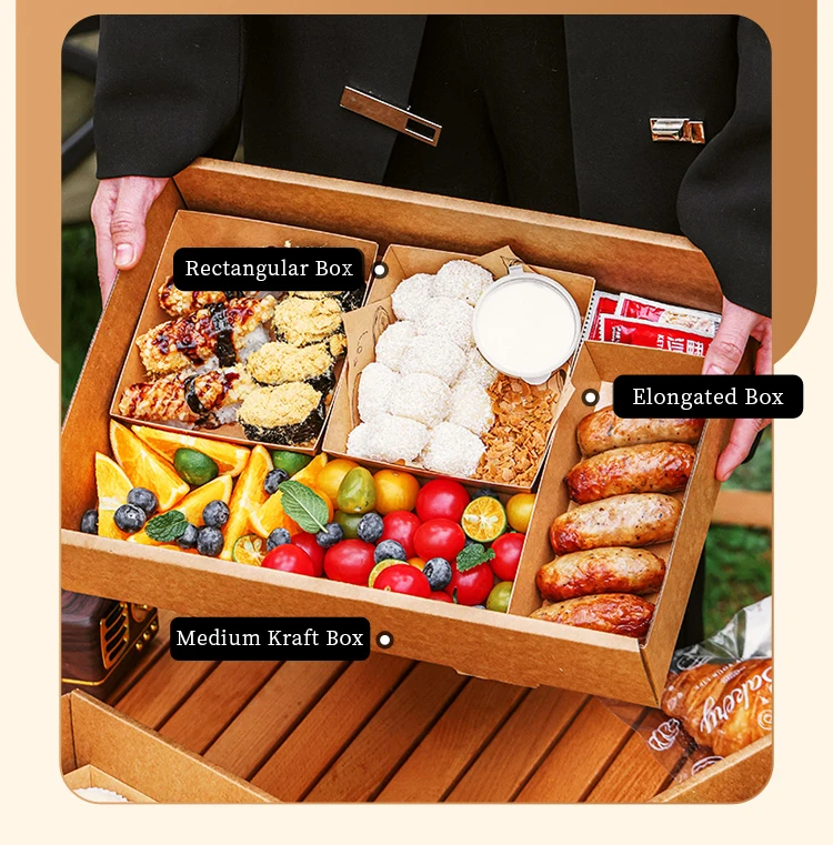 Outdoor Camping Picnic Lunch Packaging Box Corrugated Kraft Paper ...