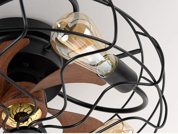 XD96 Modern Bedroom LED Ceiling Fan Light American Retro Industrial ...