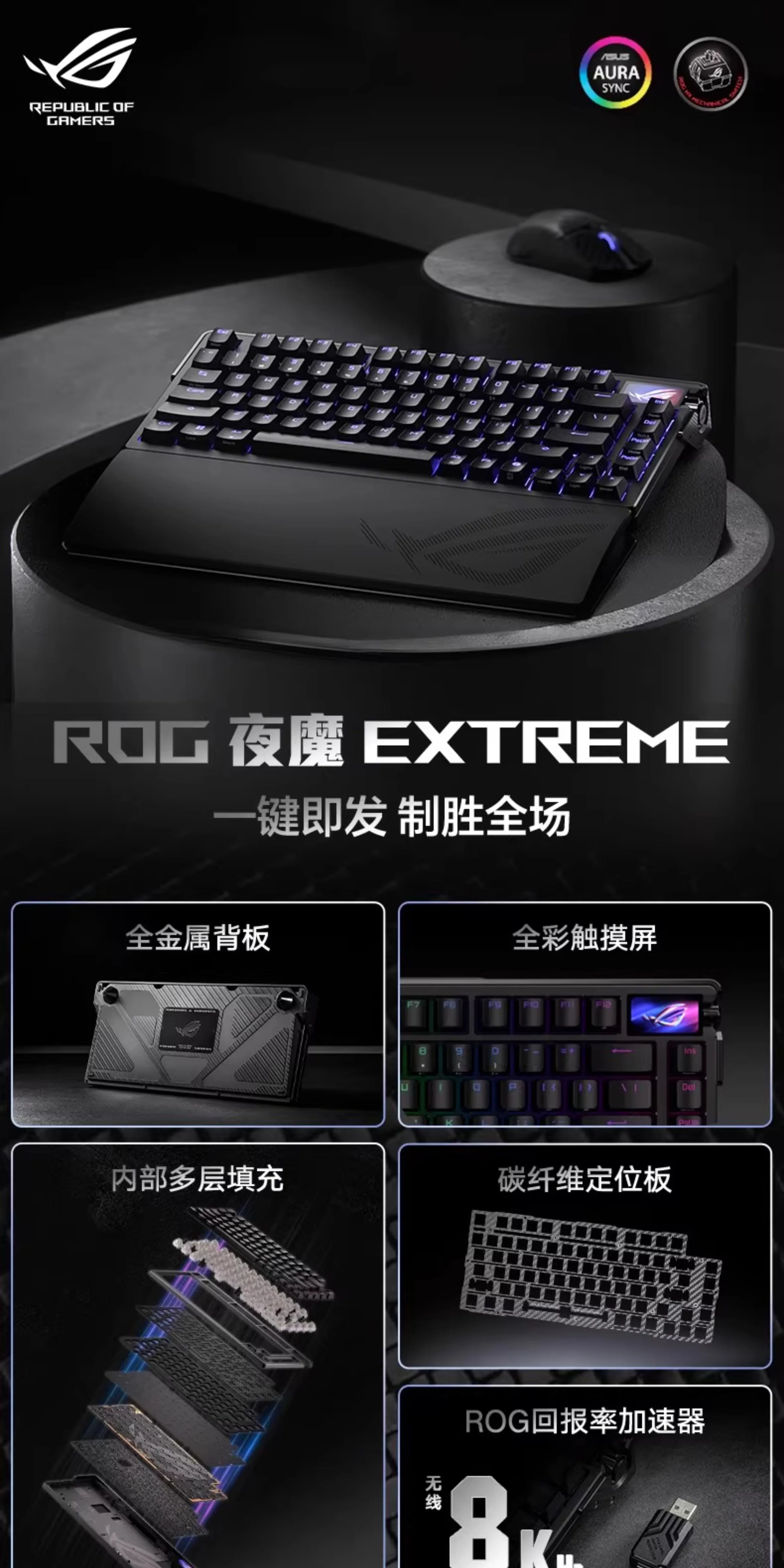 ROG Night Demon Extreme Tri-Mode Gaming Keyboard 75% Layout Full Key ...
