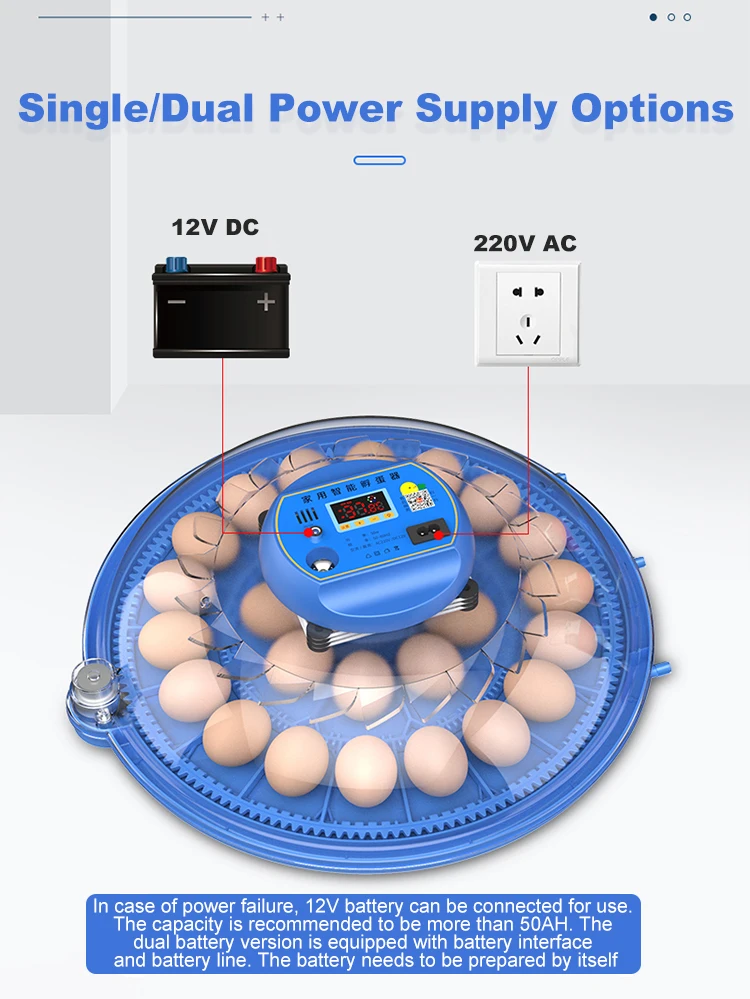 Home Use Dual Power Capacity 80 Egg Automatic Incubator Hatching Eggs ...