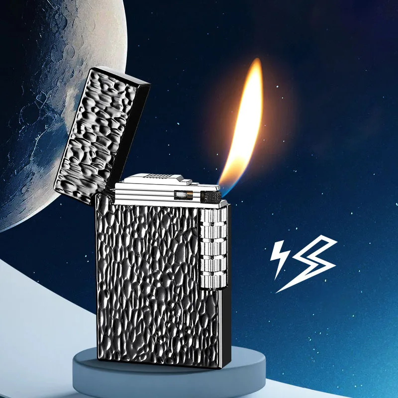 Meteor crater oblique fire open flame grinding wheel lighter butane gas ...