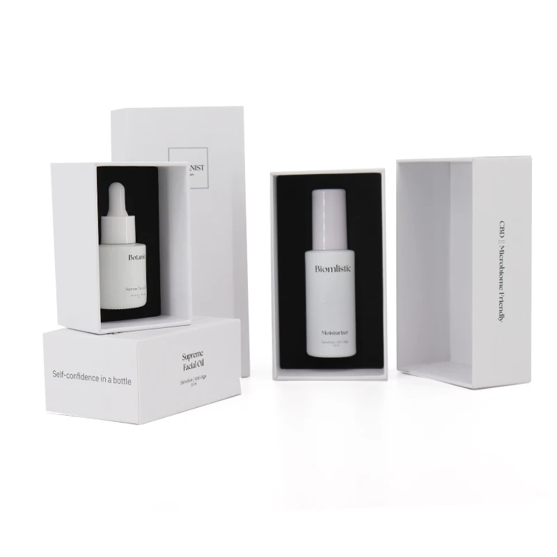 Custom Printing Facial Oil Bottles Packaging With Paper Box Sets White ...