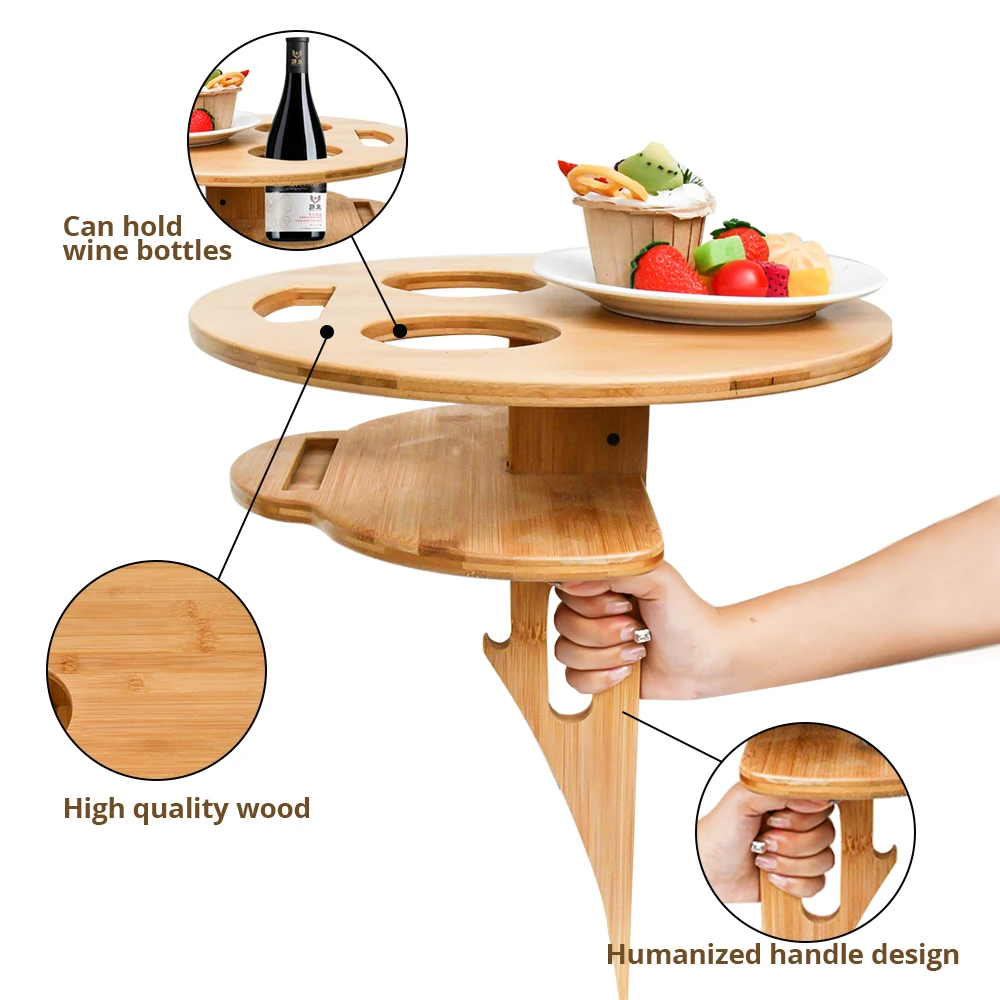 Outdoor Wine Table Wooden Folding Wine Glass Rack Bottle And Glass ...