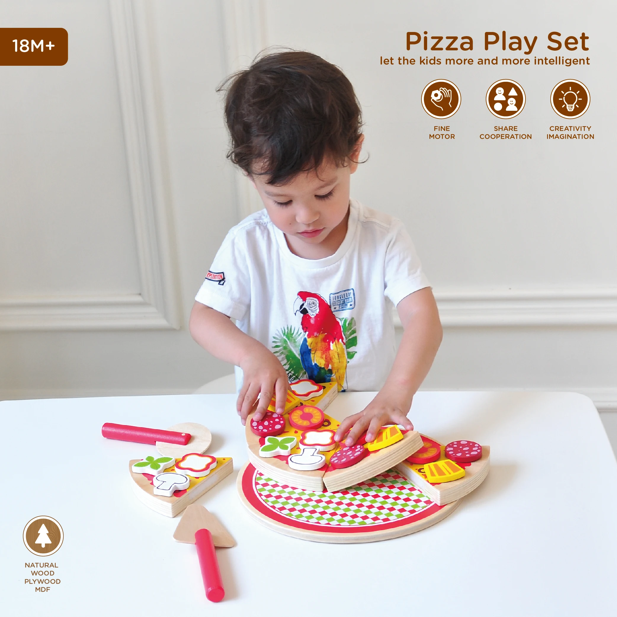 Children Educational Cooking Cutting Pizza Kids Wooden Kitchen Set Toy ...