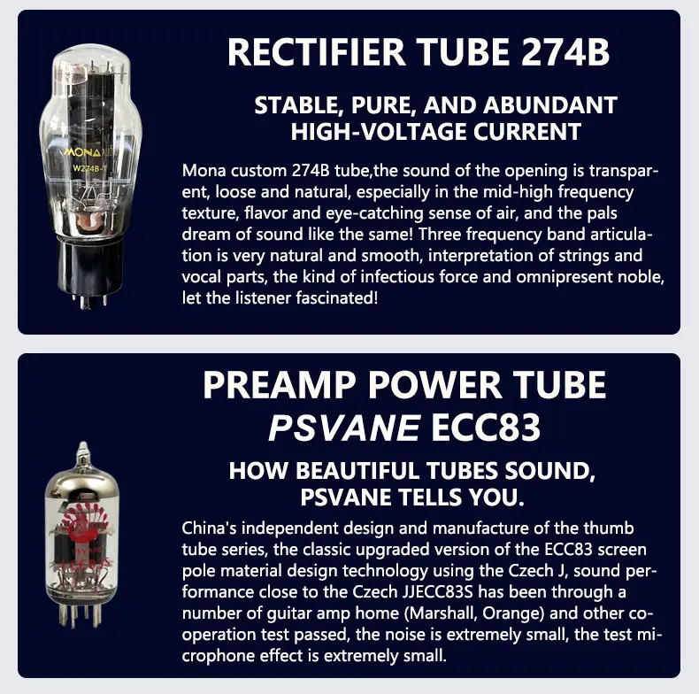 Mona Custom 300B*2 274B*1 New Black Gold 7 Tube Amplifier