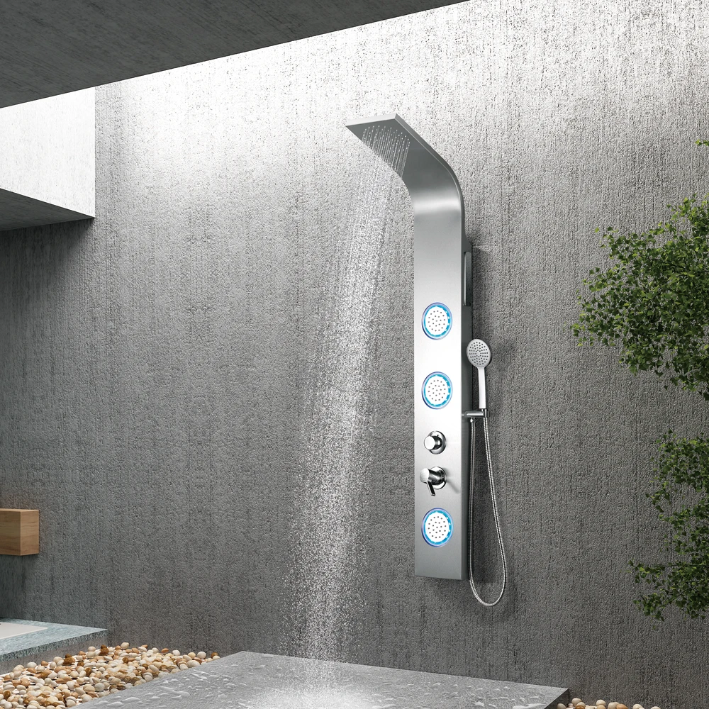 Vaguel Luxury Shower System Bathroom Vllia Wall Mounted Light Brushed ...