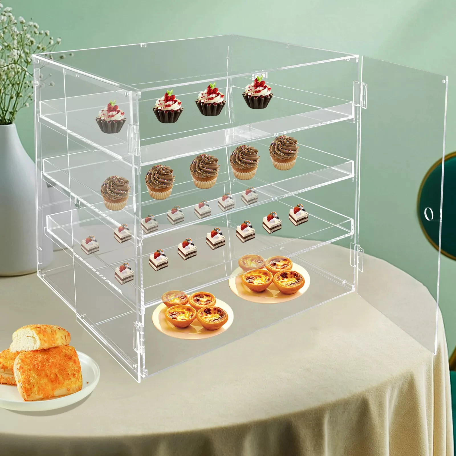 Bread Dessert Display Bakery Box Case Stand Acrylic Risers For Food ...