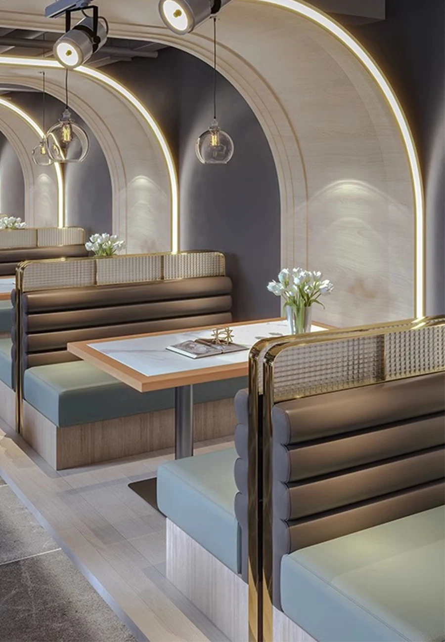 Modern Coffee Shop Booths Seat High Back Sofa Sets Cafe Bench Seating Fast Food Restaurant ...