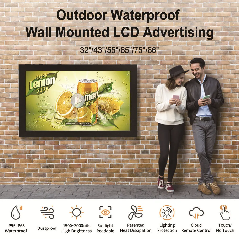 65" Digital Signage And Displays Outdoor Tv Waterproof Digital Display ...
