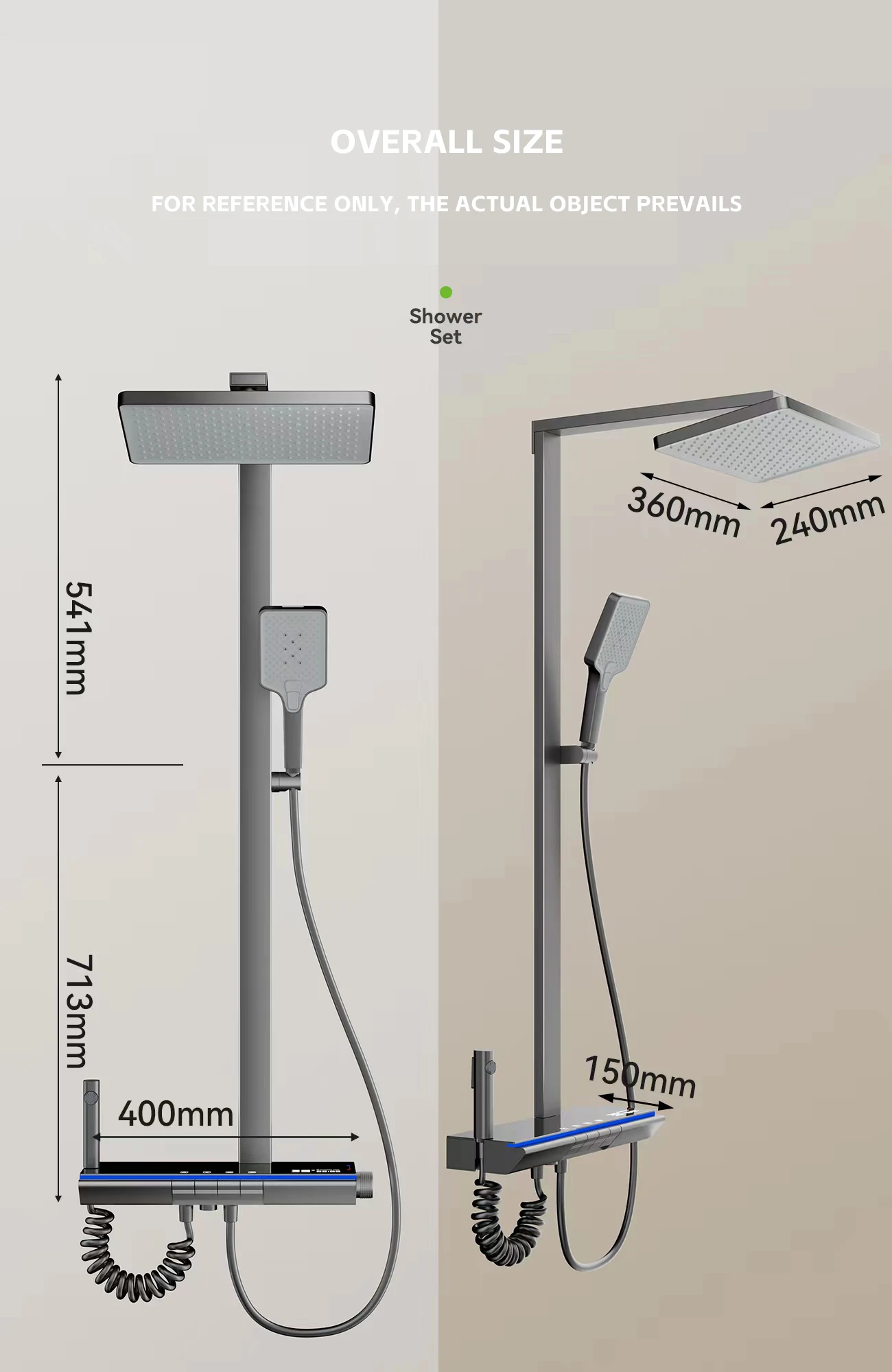 Bathroom Accessories Luxury Set Shower Smart Gun Grey Rainfall Shower ...