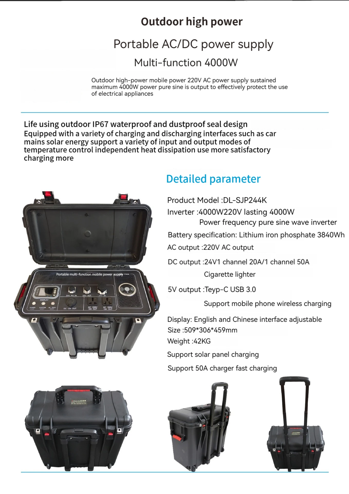 New 7kw 32a Portable Ev Charger Station 4kwh Emergency Power Bank With Battery Multifunctional ...