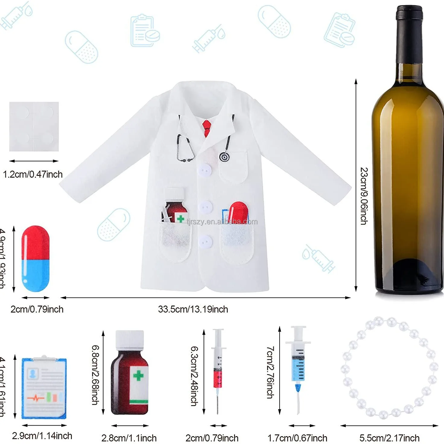2025 New Felt Wine Bottle Cover Doctor Gift Bag Wine Coat Bag with Tie ...